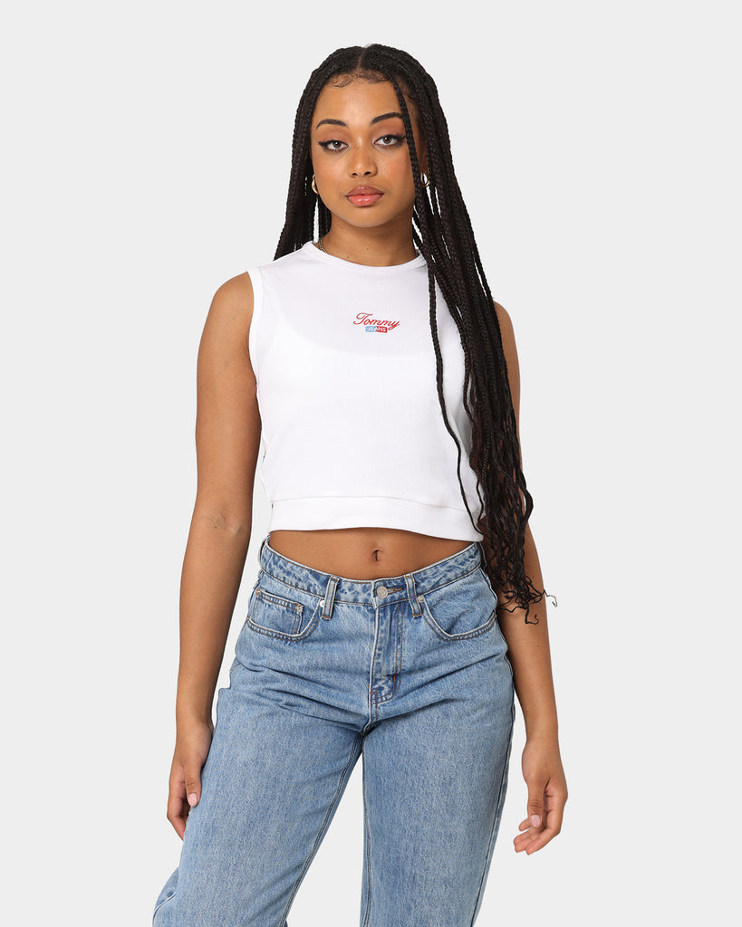 Tommy Jeans Women's TJW Crop RWB Script Tank Top White | Culture Kings US
