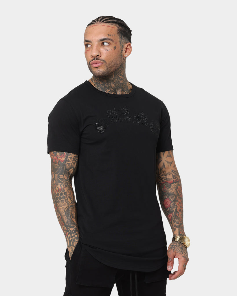 Saint Morta Gothic Rhinestone T-Shirt Black/Black | Culture Kings US