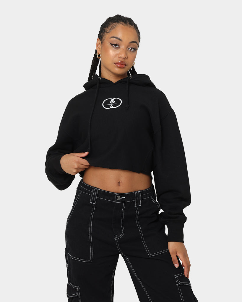 Crooks & Castles Women's CC Logo Oversized Crop Hoodie Black | Culture ...