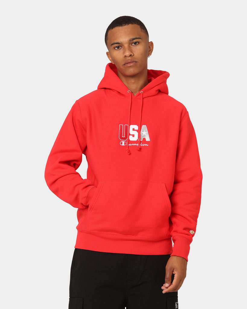 Champion Reverse Weave USA Hoodie Red Spark Csi | Culture Kings US