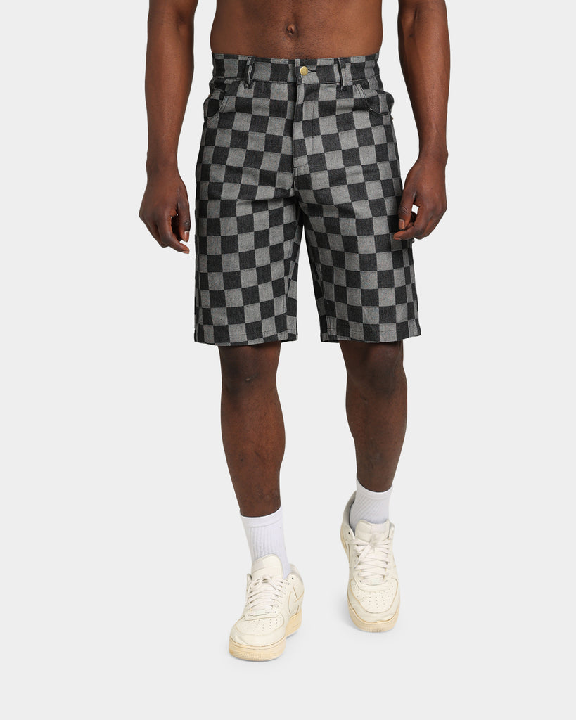 XXIII Checker Board Denim Shorts Black | Culture Kings US