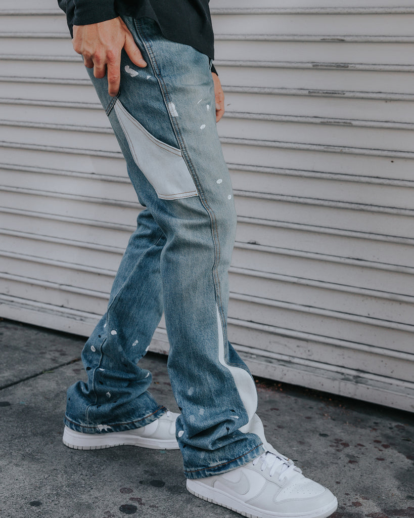 MNML B425 Patch Flare Denim Jeans Blue | Culture Kings US