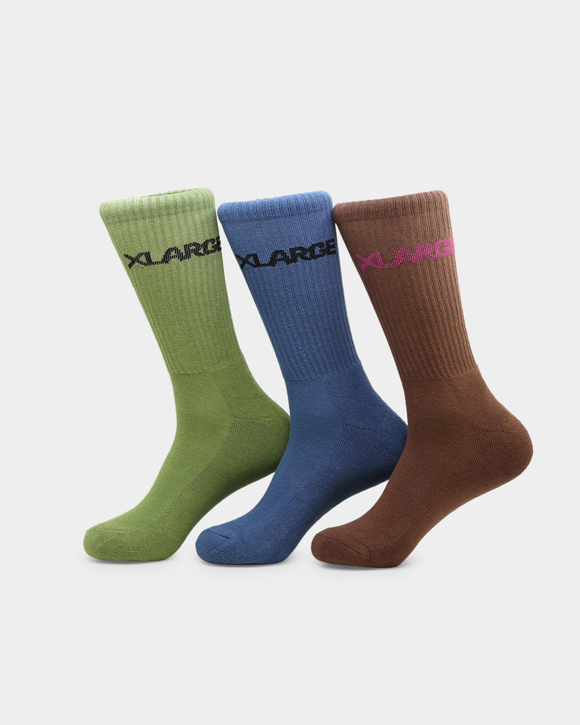X-Large Unisex 91 Text Sock 3 Pack Green/Purple | Culture Kings US