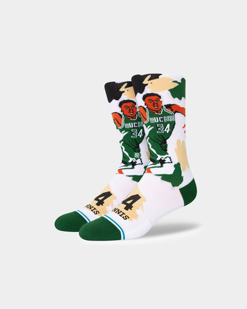 Stance Milwaukee Bucks Giannis Antetokounmpo #34 Paint Crew Socks Whit ...