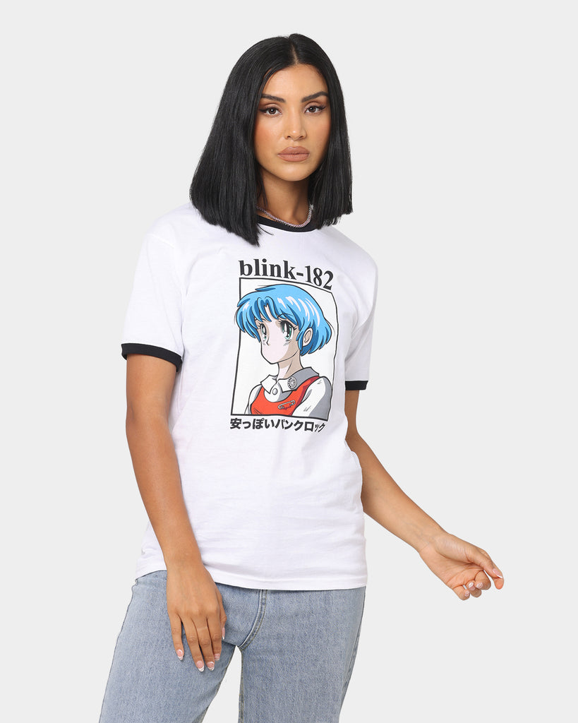 Blink 18 Anime Ringer T-Shirt White/Black | Culture Kings US