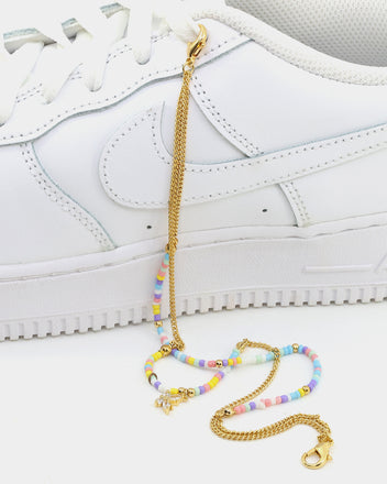 Raising Heel Women's Butterfly Beaded Shoe Chain Iced Gold | Culture ...