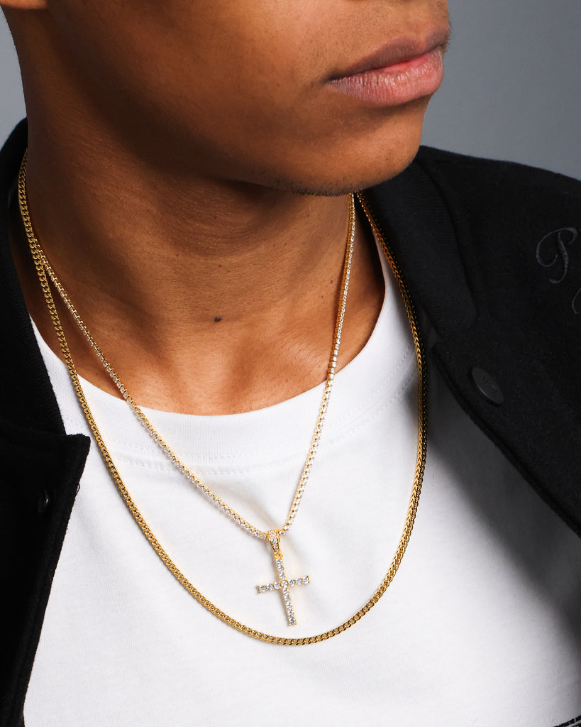 NXS Double Cross Chain Iced Gold | Culture Kings US