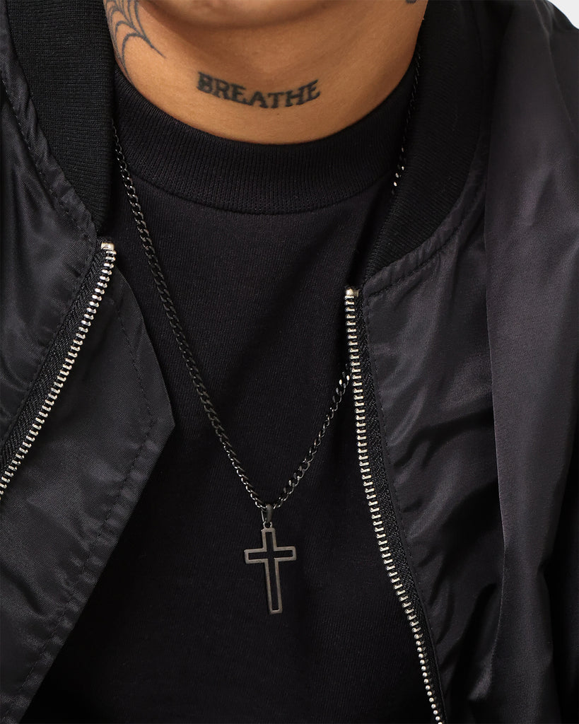 NXS Hollow Cross Chain Black | Culture Kings US