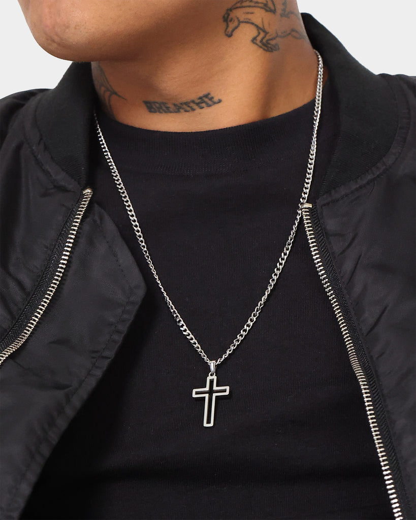 NXS Hollow Cross Chain White Gold | Culture Kings US