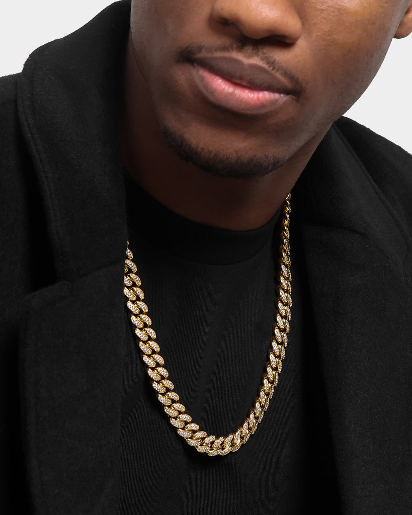 NXS 12mm Diamond Cuban Link Chain Iced Gold | Culture Kings US