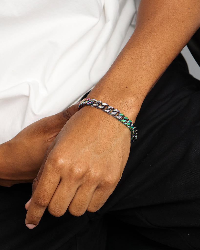 Guess Mainline 4DC 8mm Curb Chain Bracelet Iridescent | Culture Kings US