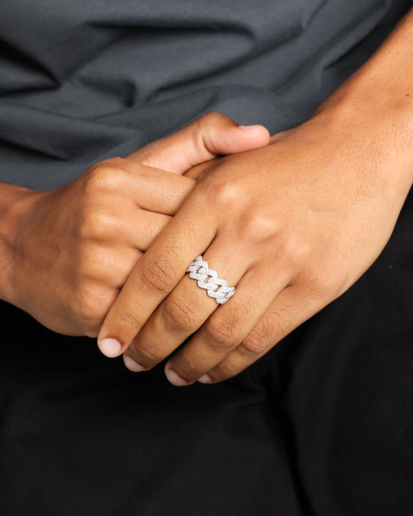 NXS Interlink Ring Iced White Gold | Culture Kings US