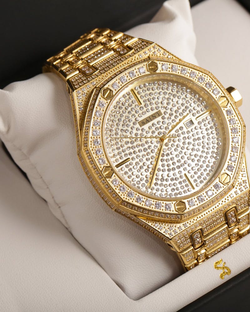 Saint Morta Premierre Watch Iced Gold | Culture Kings US